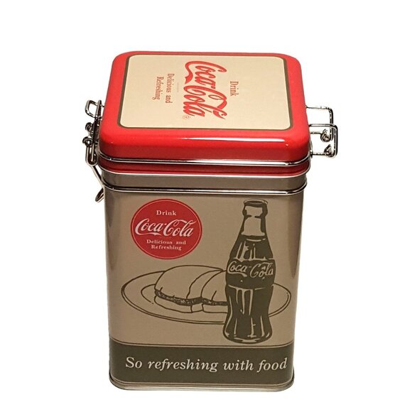 Tin Box Co | Accents | 25 Coke Cocacola Tin Box Company Canister Latch ...